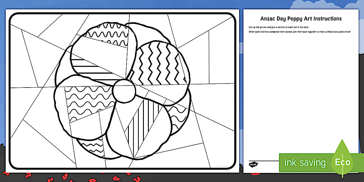 Anzac Art | Large Poppy Worksheet | Twinkl Primary Resources