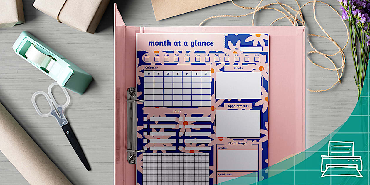 Blue Daisy | Month at a Glance | Twinkl Busy Bees - Twinkl