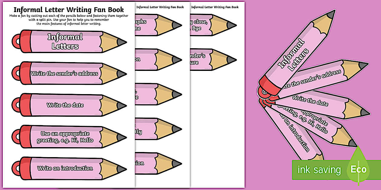 Cursive Pencil-Themed Informal Letter Writing Prompt Fan