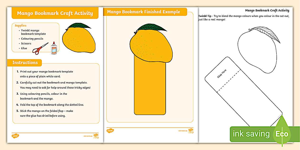 Mango Bookmark Craft Activity | Twinkl | Fruit Crafts | KS1