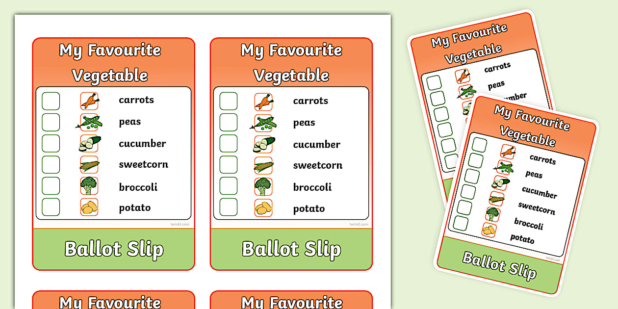 My Favourite Vegetable Ballot Slips (teacher made) - Twinkl
