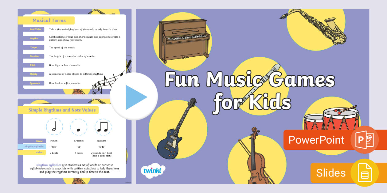 Fun Music Games for Kids PowerPoint (teacher made) - Twinkl