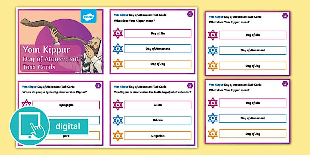 Yom Kippur Task Cards (Teacher-Made) - Twinkl