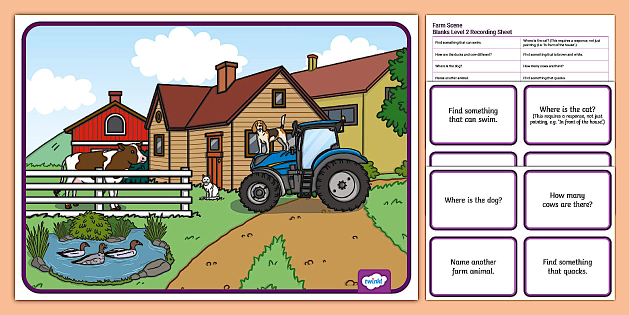 Farm Scene Questions - Blanks Level 2 Resources - Twinkl