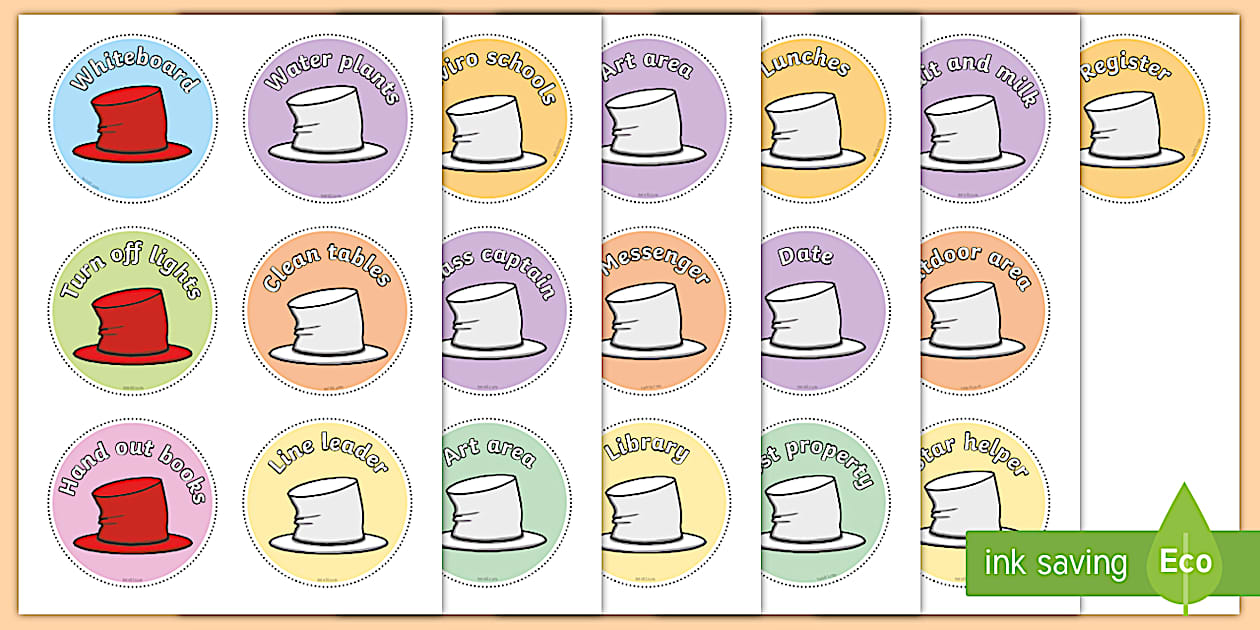 Red and White Hat Job Labels