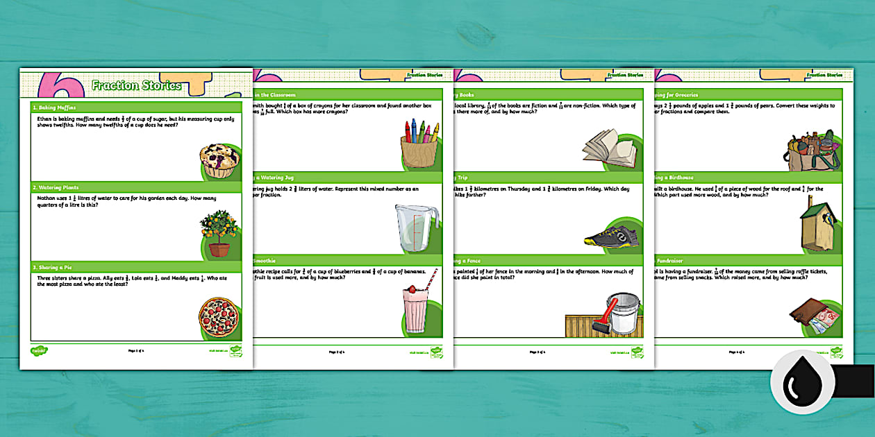 Grade 5 Fraction Stories (teacher made) - Twinkl