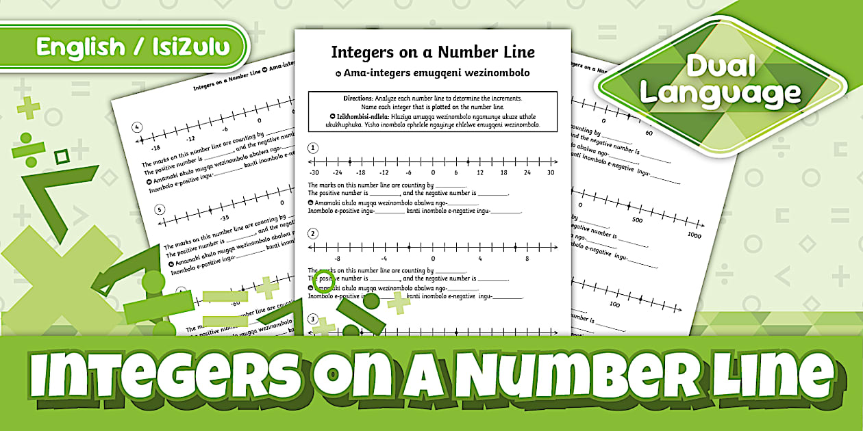 Sixth Grade Integers on a Number Line Worksheet