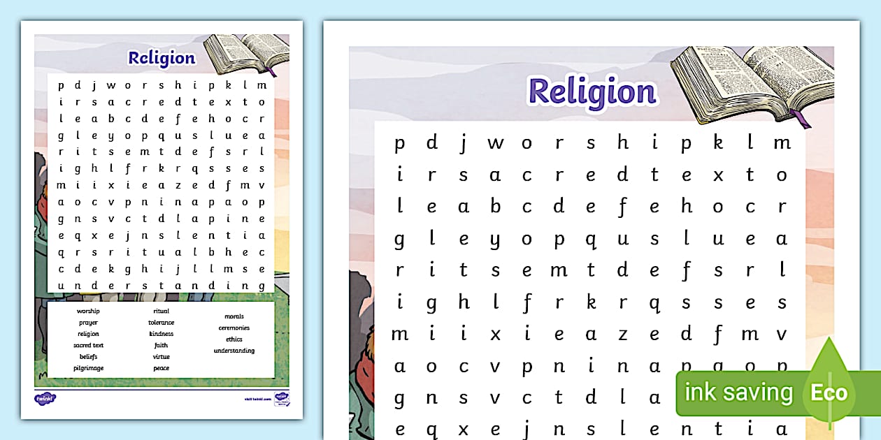 RE Word Search - Twinkl - KS2 - Religion (teacher made)