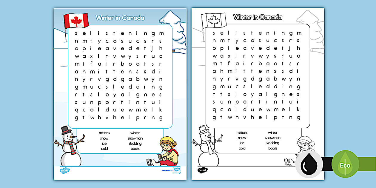 Winter in Canada | Winter Word Search | Twinkl - Twinkl