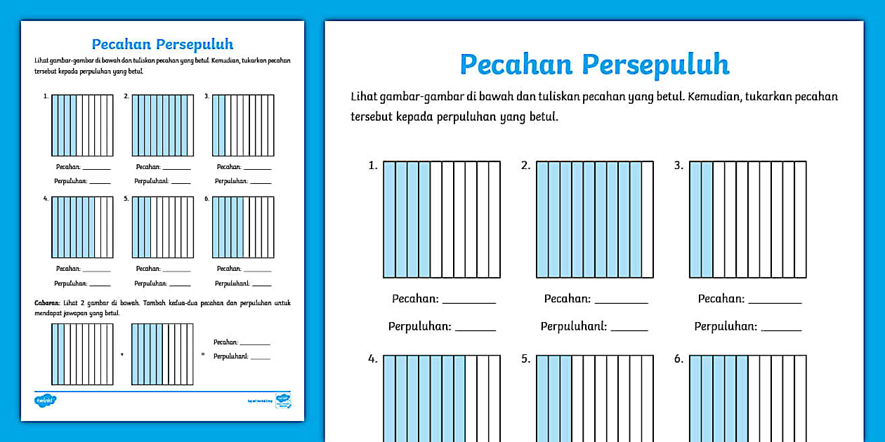 Lembaran Kerja Pecahan dan Perpuluhan - Matematik Tahun 2