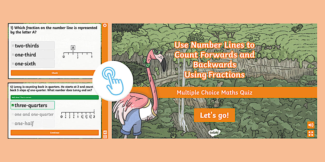 👉 Number Lines to Count Forwards and Backwards Using Fractions