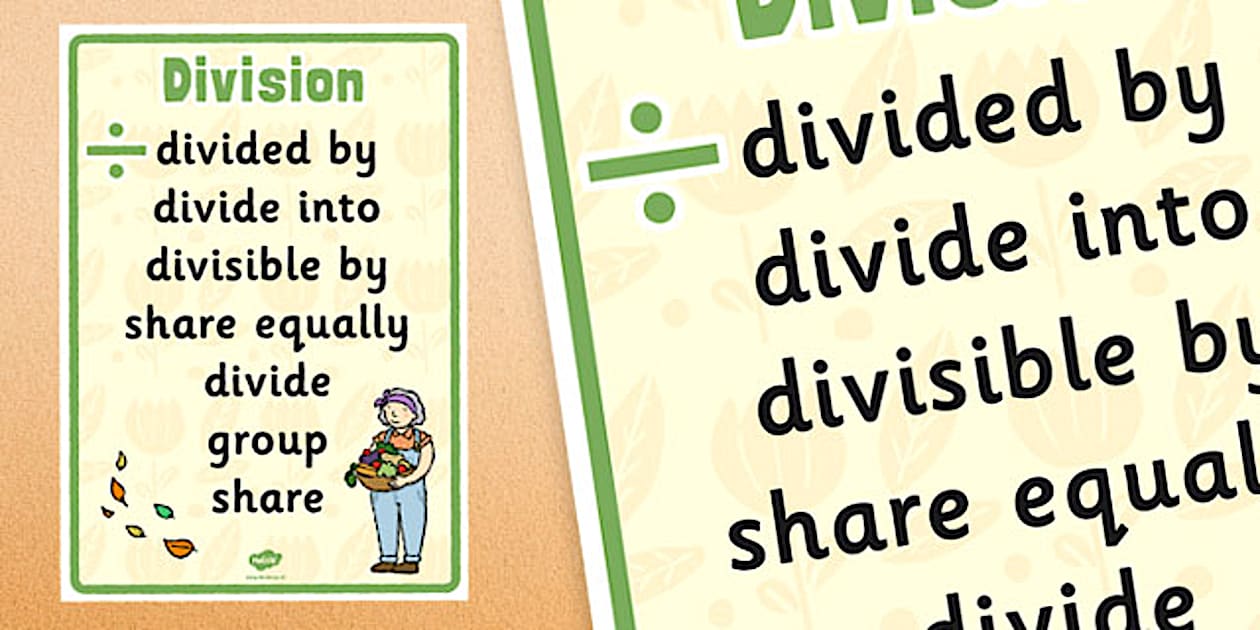 Autumn Themed Division Vocabulary Display Poster - Twinkl