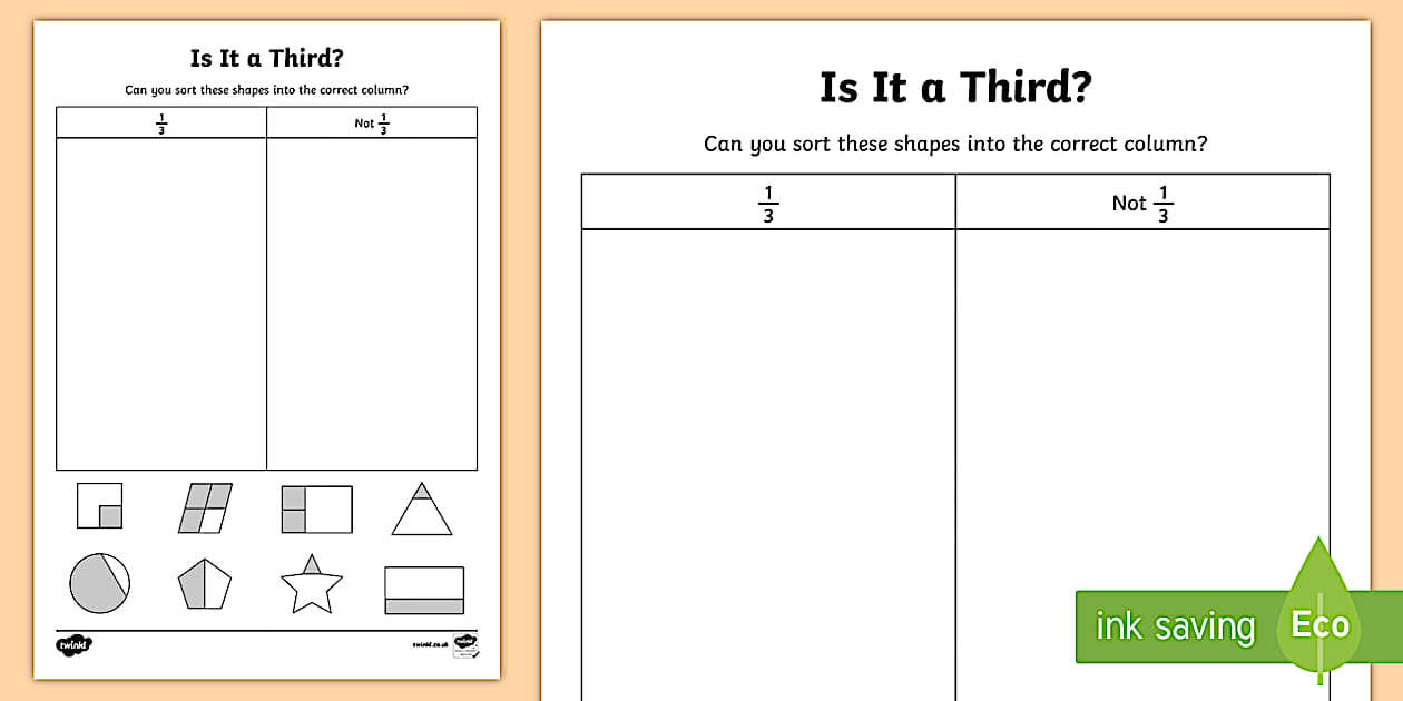 Is it a Third? Worksheet / Worksheet (teacher made) - Twinkl