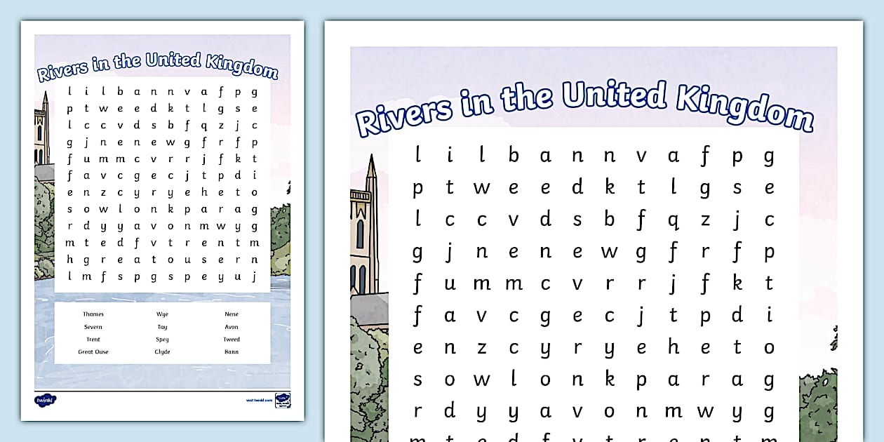 Rivers in the United Kingdom Word Search | Twinkl - KS2