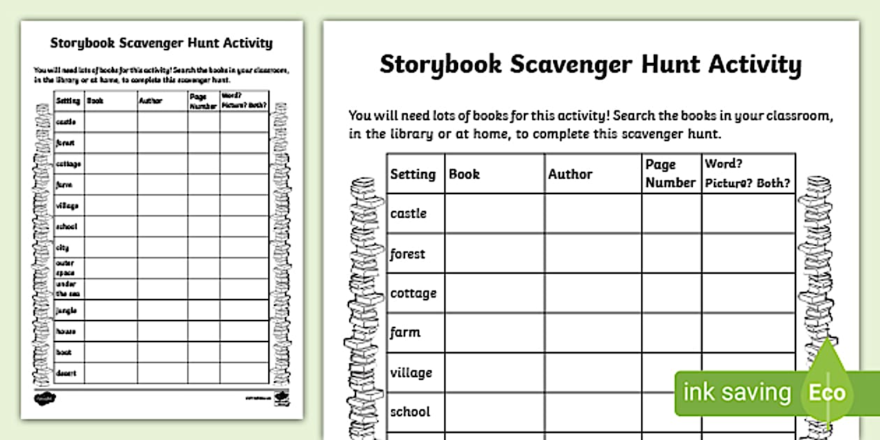 TAS Storybook Scavenger Hunt Activity (teacher made)