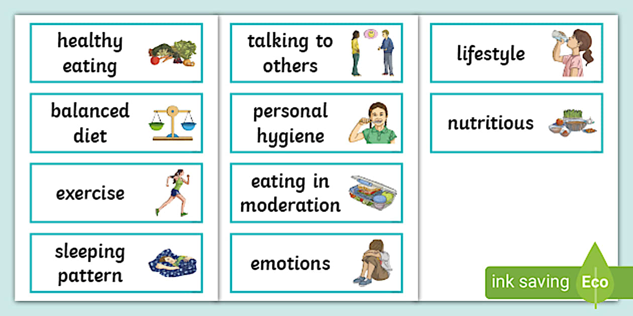 Taking Care Of My Body Word Cards