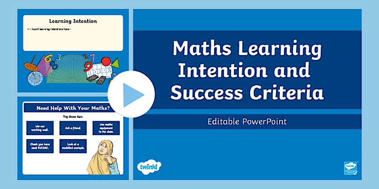 Maths Learning Intention and Success Criteria Editable PowerPoint