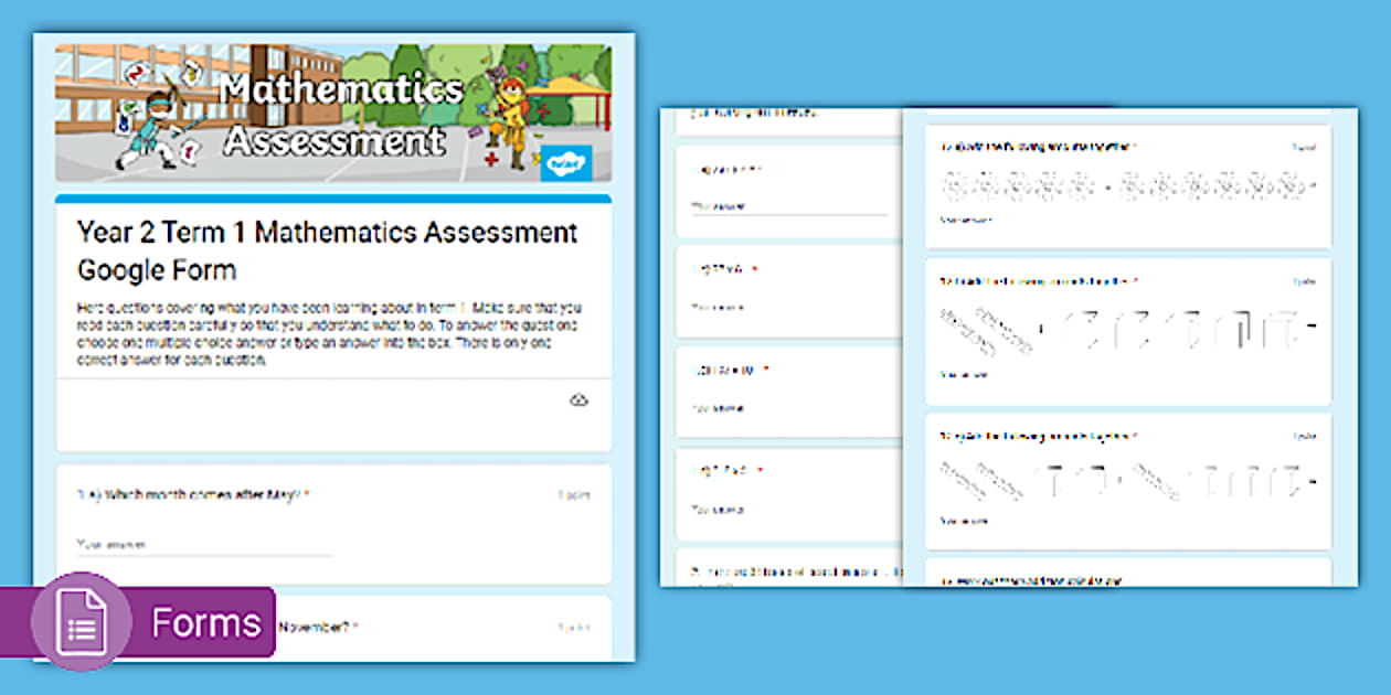 Year 2 Term 1 Mathematics Assessment - Google Forms Resource