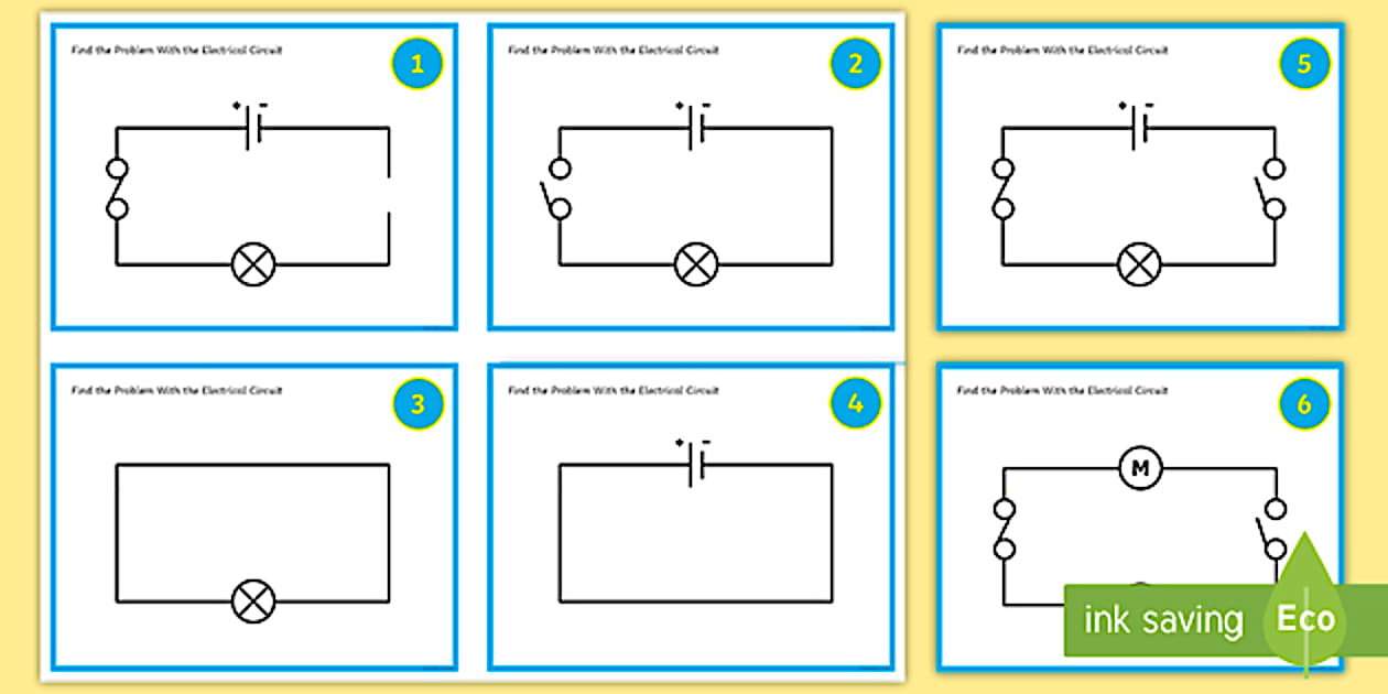 Find the Problem With the Electrical Circuit Cards for 3rd-5th Grade