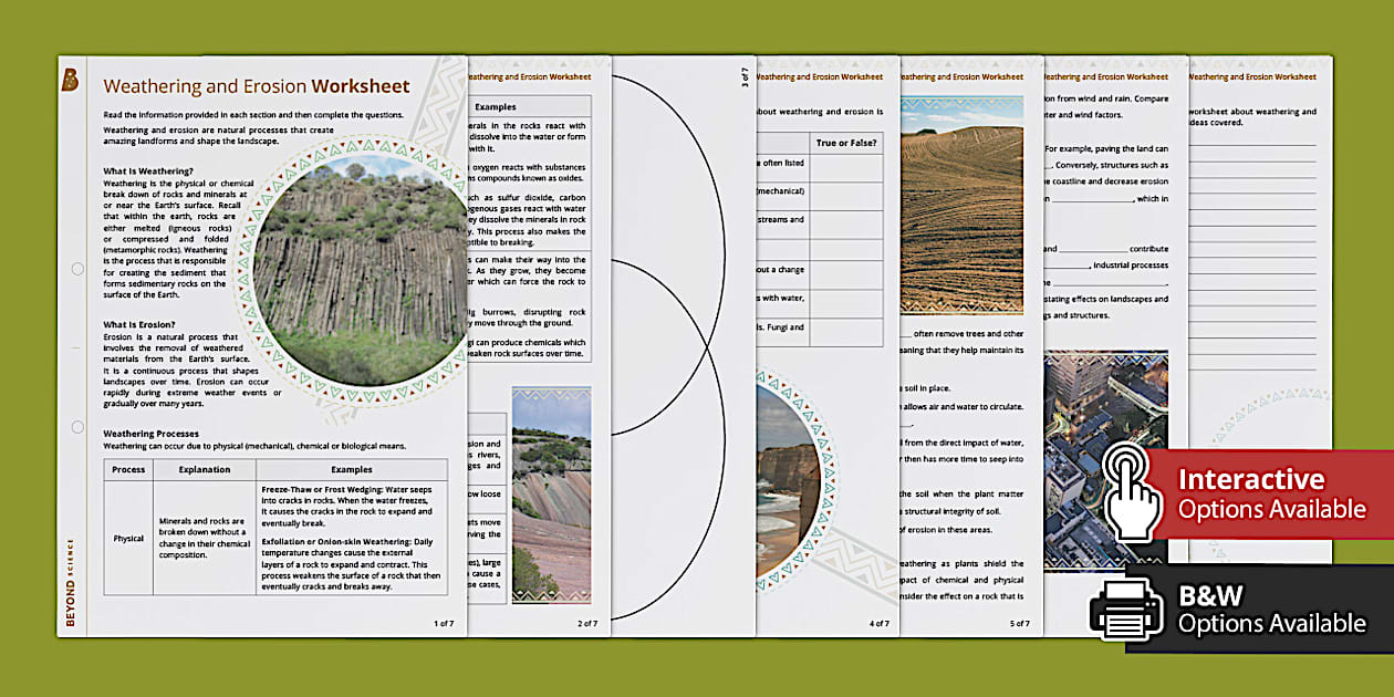 Weathering and Erosion Worksheet - Twinkl
