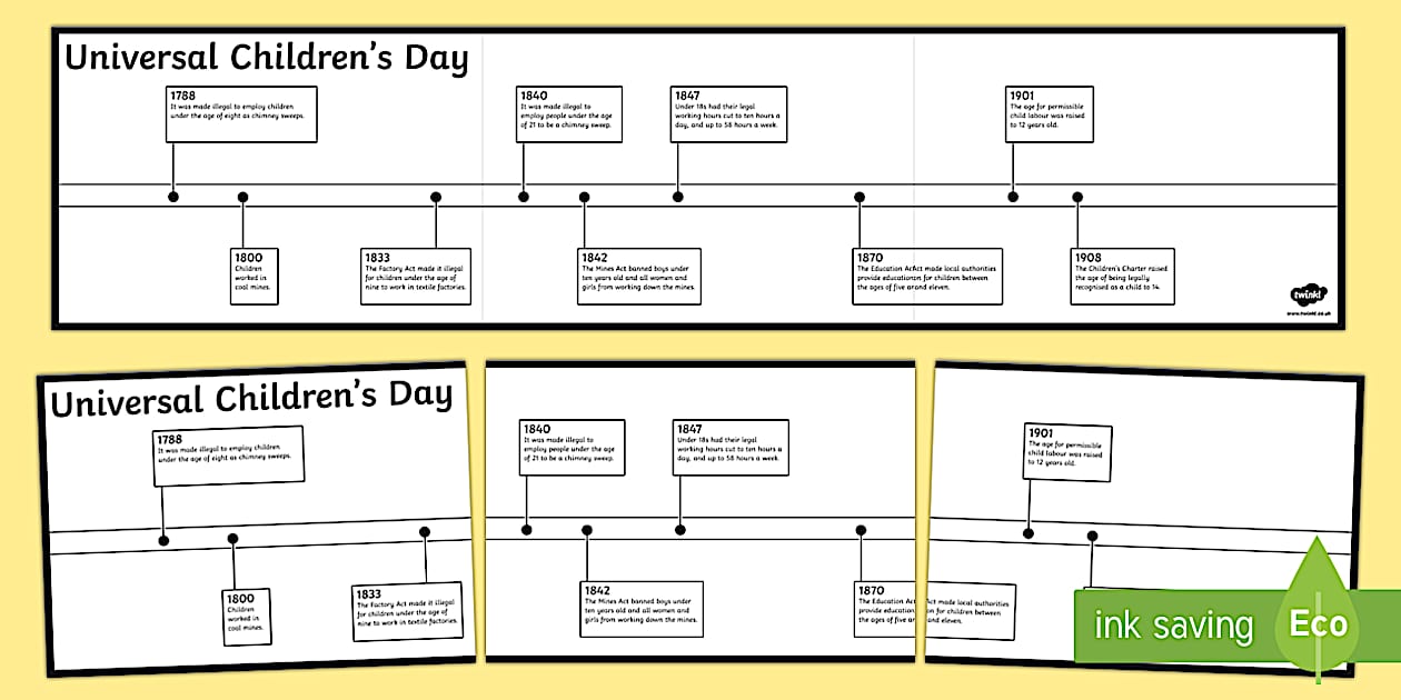 Universal Children's Day | Timeline Worksheet - Twinkl