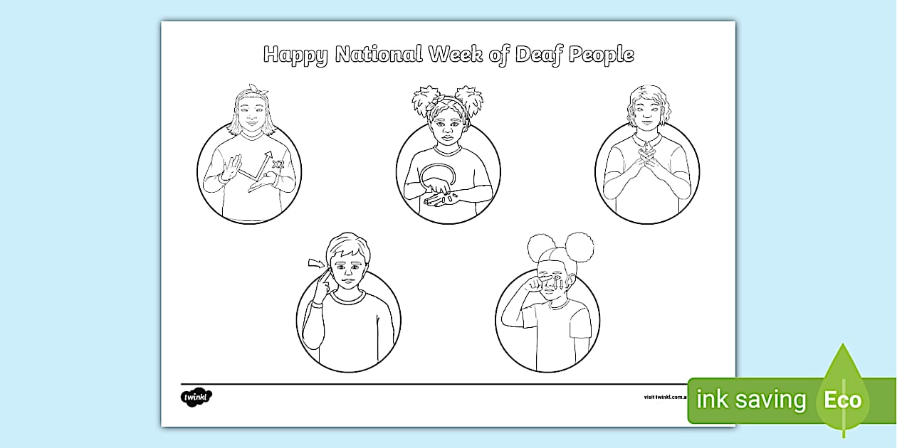 Auslan National Week of Deaf People Colouring (teacher made)