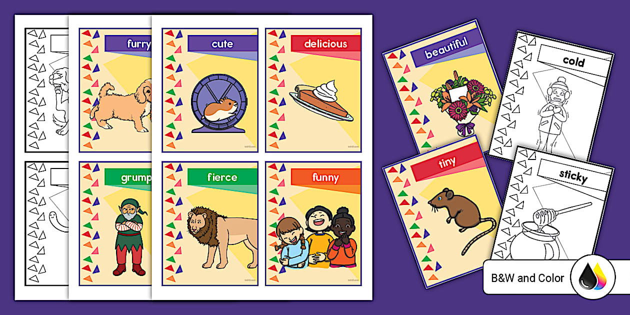 Adjective Flash Cards (teacher made) - Twinkl