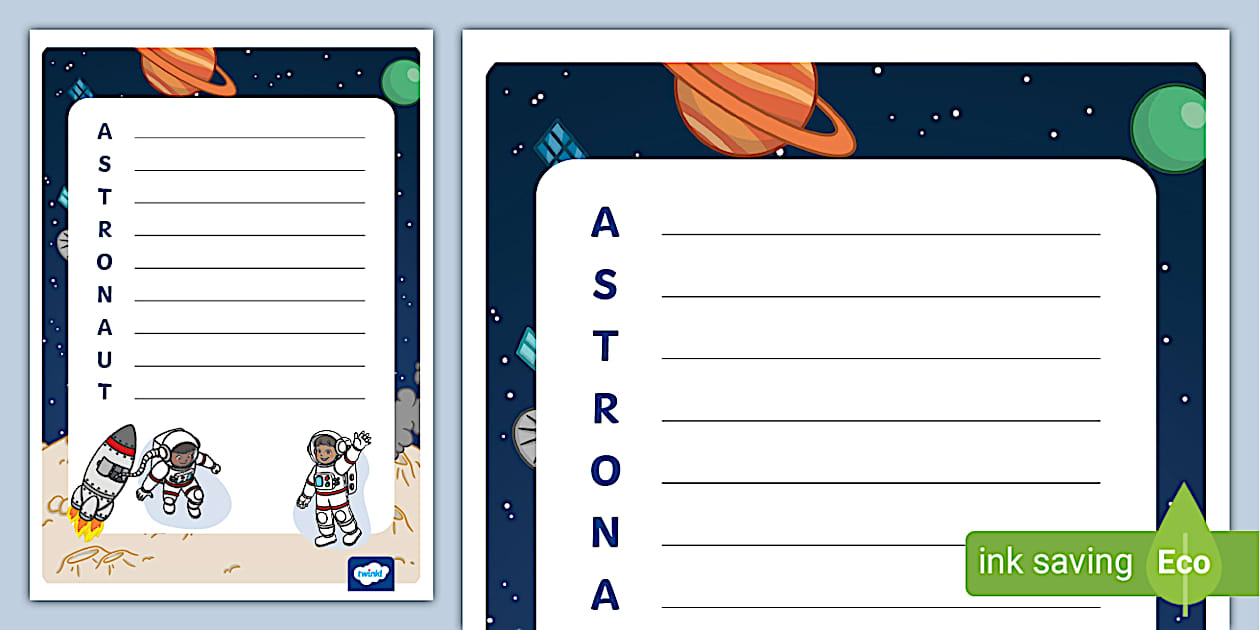 Astronaut Acrostic Poem Template