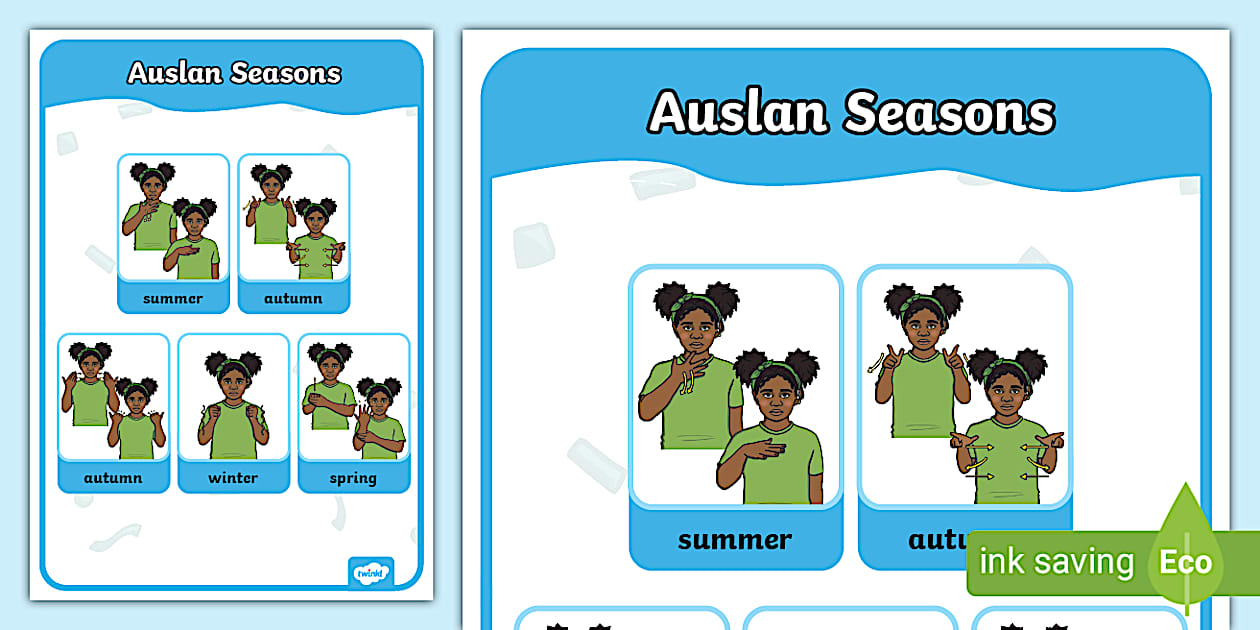 Auslan Seasons Word Mat (teacher made) - Twinkl