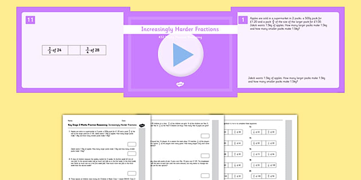 KS2 Reasoning Test Practice Increasingly Harder Fractions Pack