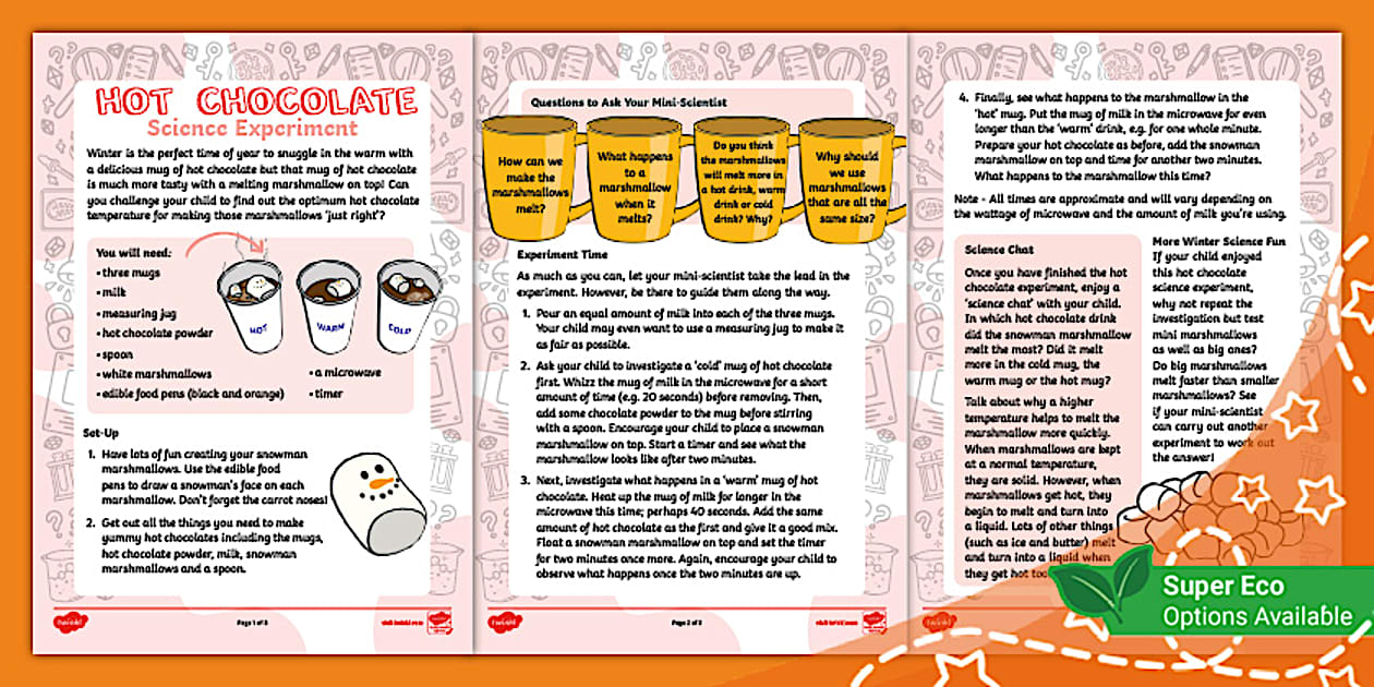 Hot Chocolate Science Experiment (l'enseignant a fait)