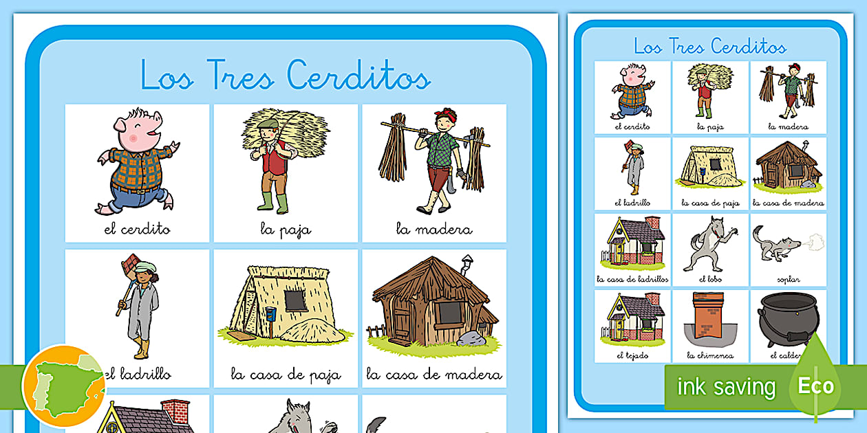 Cuadro de vocabulario: Los tres cerditos