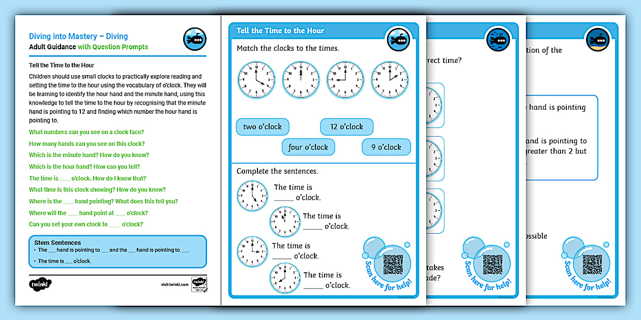 Year 1 DiM: Step 5 Tell the Time to the Hour Activity Cards