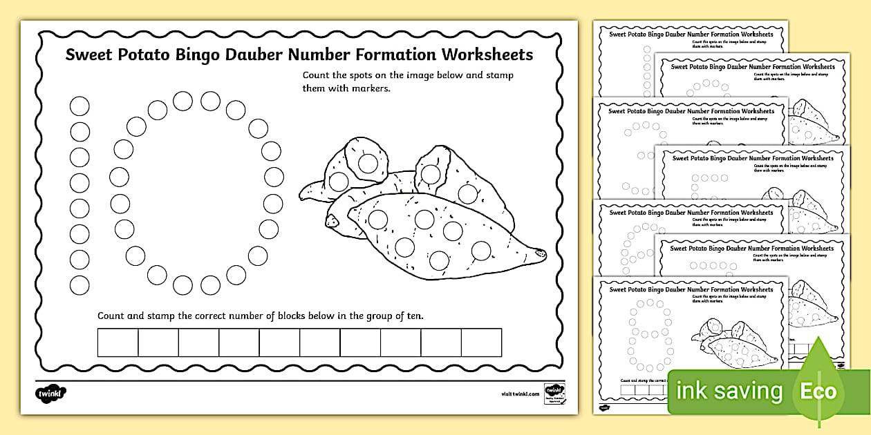 Sweet Potato Bingo Dauber Worksheets | Twinkl | KS1 | Maths