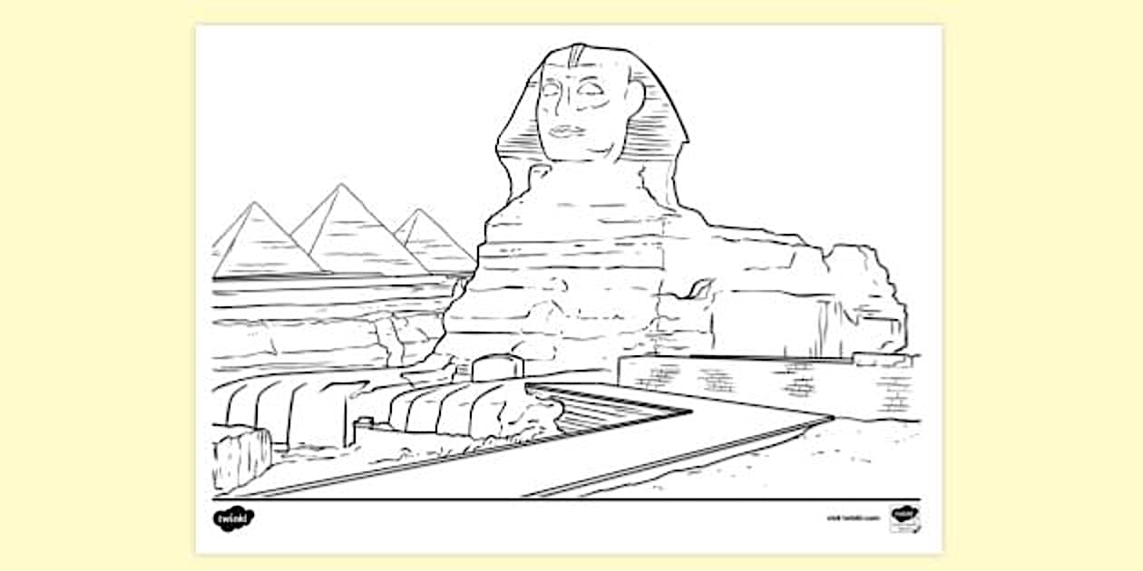 Sphinx and Pyramids Colouring | Colouring Sheets - Twinkl