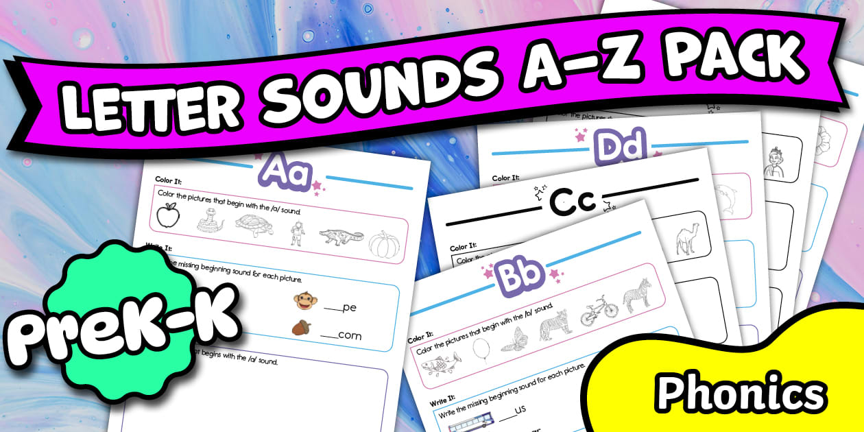 Letter Sounds A-Z Worksheet Pack for PreK-K (teacher made)
