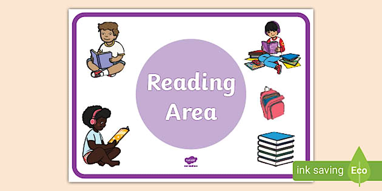 Black and White Reading Area Sign (teacher made) - Twinkl