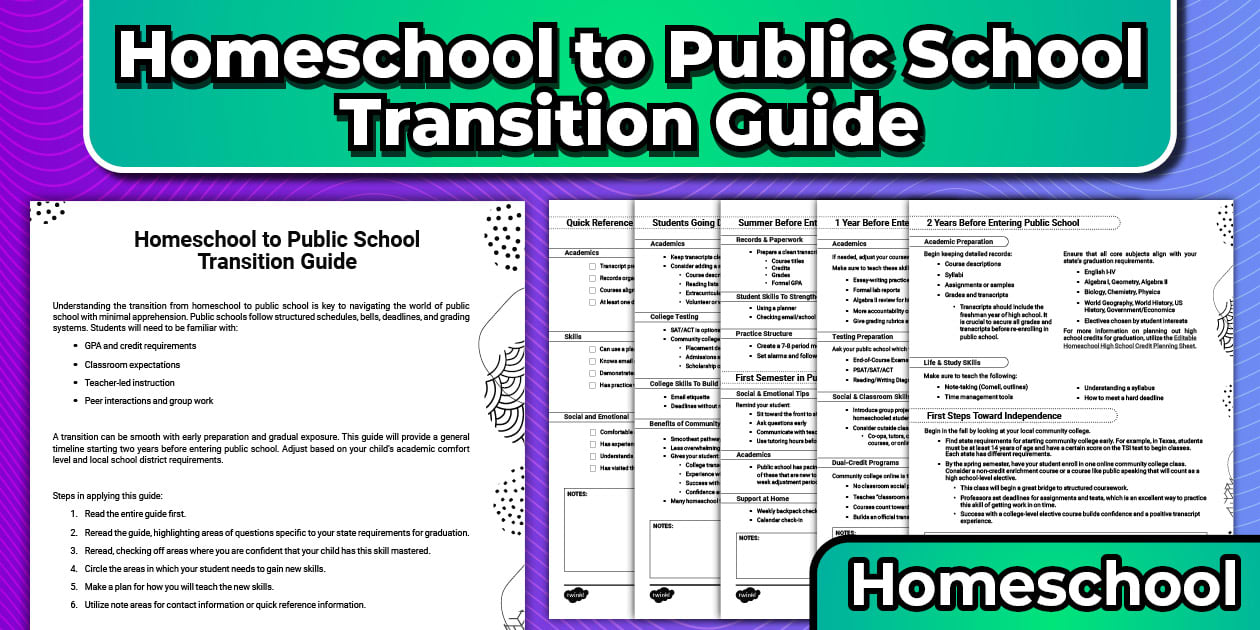 Homeschool to Public School Transition Guide