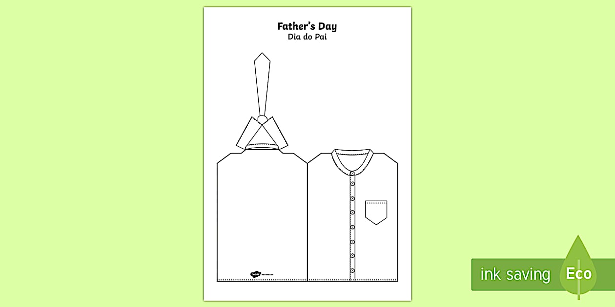 Father's Day Shirt And Tie Cut and Colour Craft English/Portuguese ...