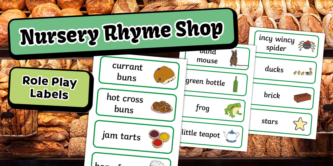 Nursery Rhyme Shop Role Play Labels