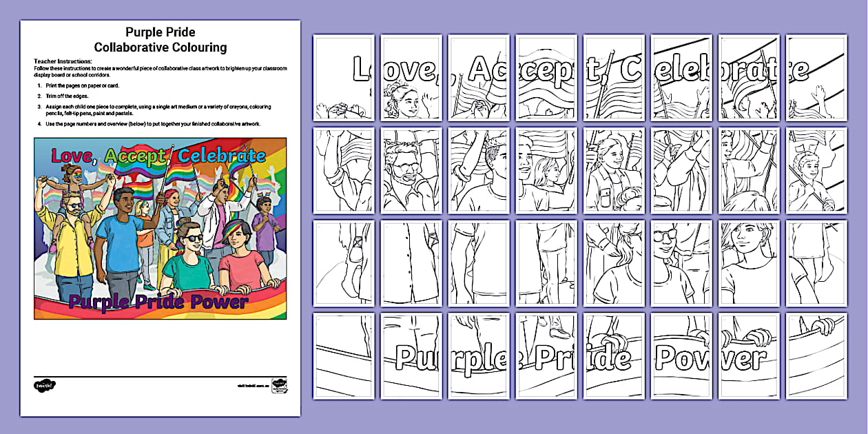 Purple Pride Power Collaborative Colouring