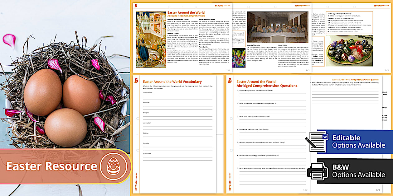 Easter Around the World Abridged Reading Comprehension