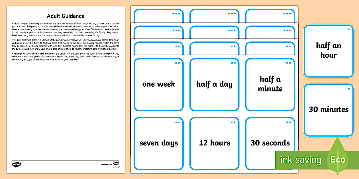 Year 2 Maths Homework Time Matching Game Worksheet / Worksheet