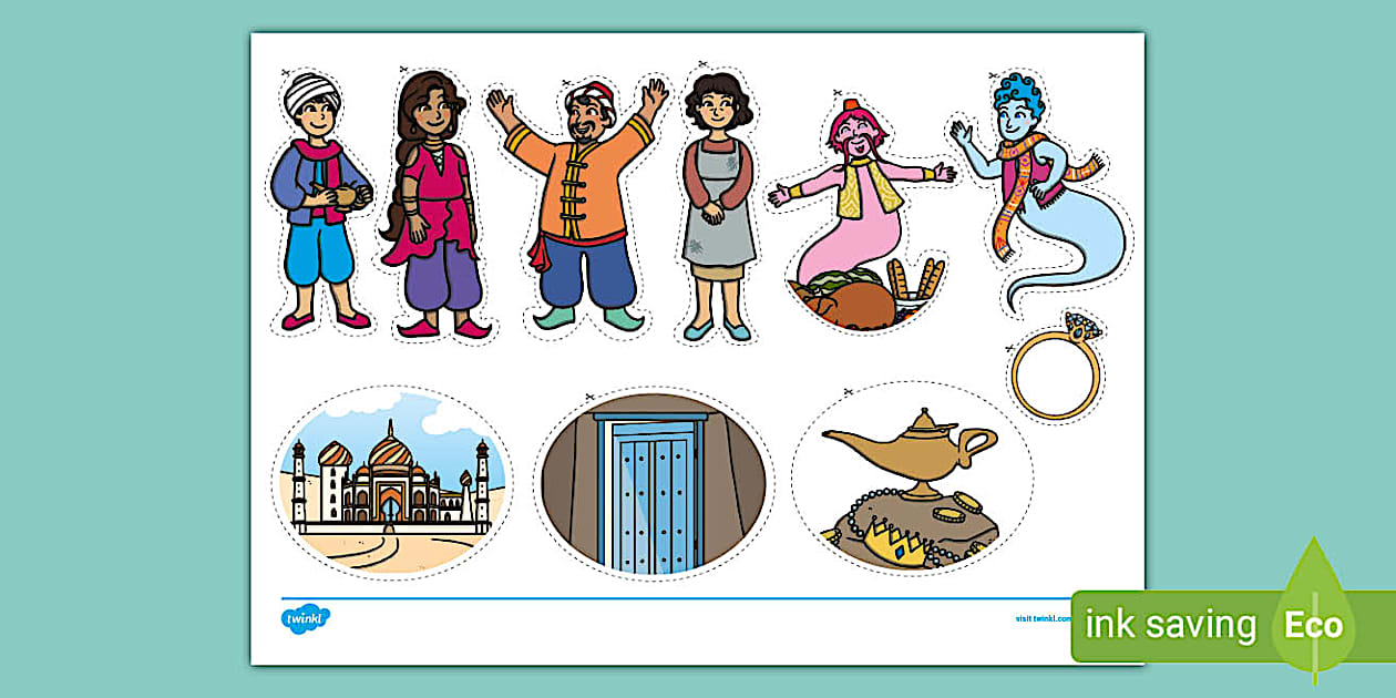 Black and White Aladdin Story Cut Outs (teacher made)