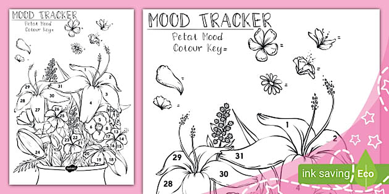 Floral-Themed Mood Tracker Bullet Journal Page - Twinkl