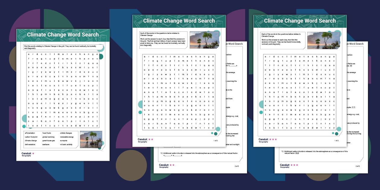 Climate Change Differentiated Word Search (teacher made)
