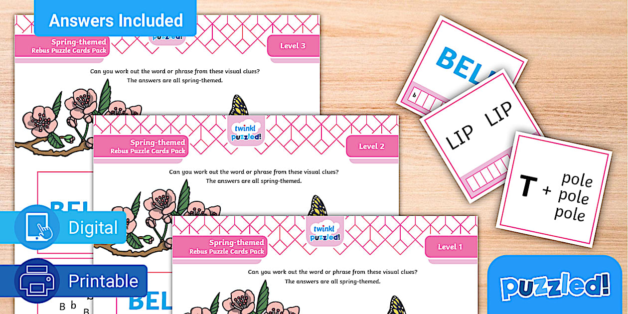 Spring - Themed Rebus Puzzle Cards - Twinkl - Kids Puzzles