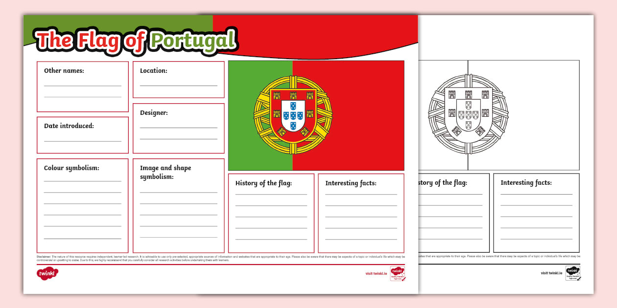 Portugal Flag Fact File Template (teacher made) - Twinkl
