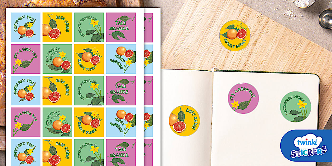 Motivational Stickers - Grapefruit Theme - Twinkl