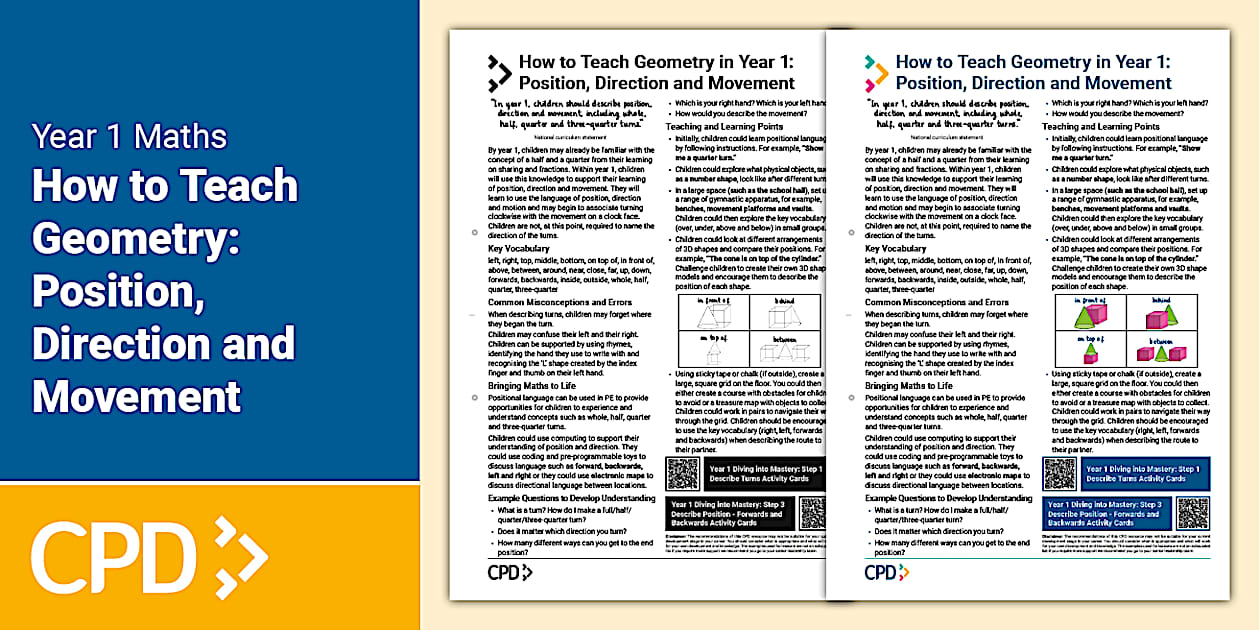 How to Teach Geometry in Year 1: Position, Direction and Movement
